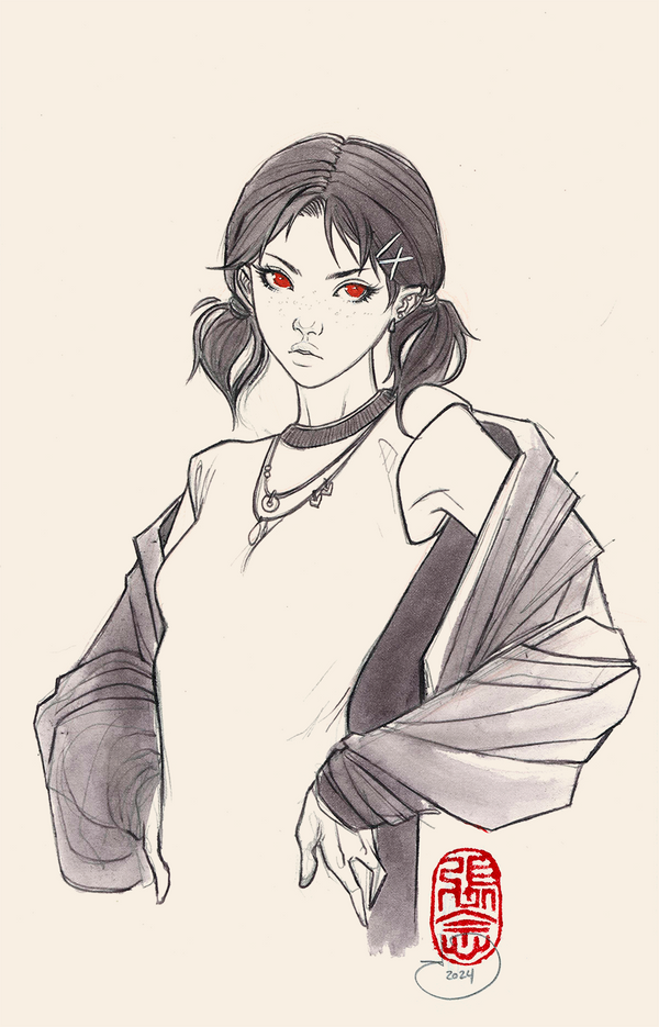 Riki Headshot || Original Drawing - Oscen || Nen Chang x Liz Tecca