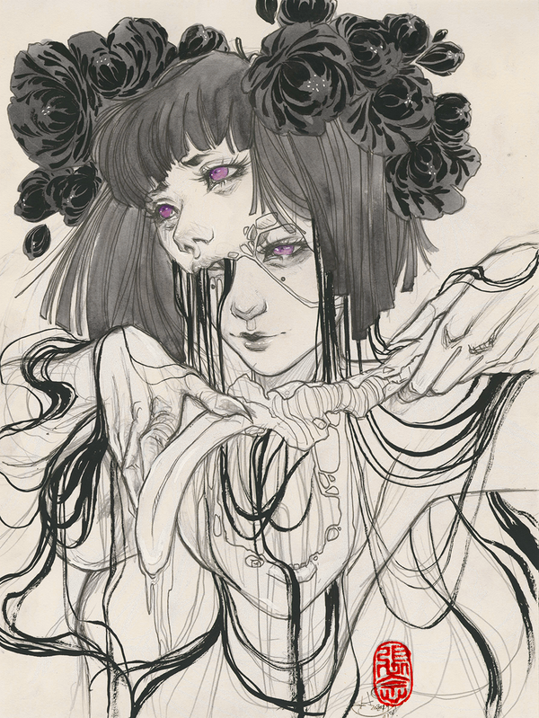 Hotaru & Mistress9 || Original Drawing - Oscen || Nen Chang x Liz Tecca